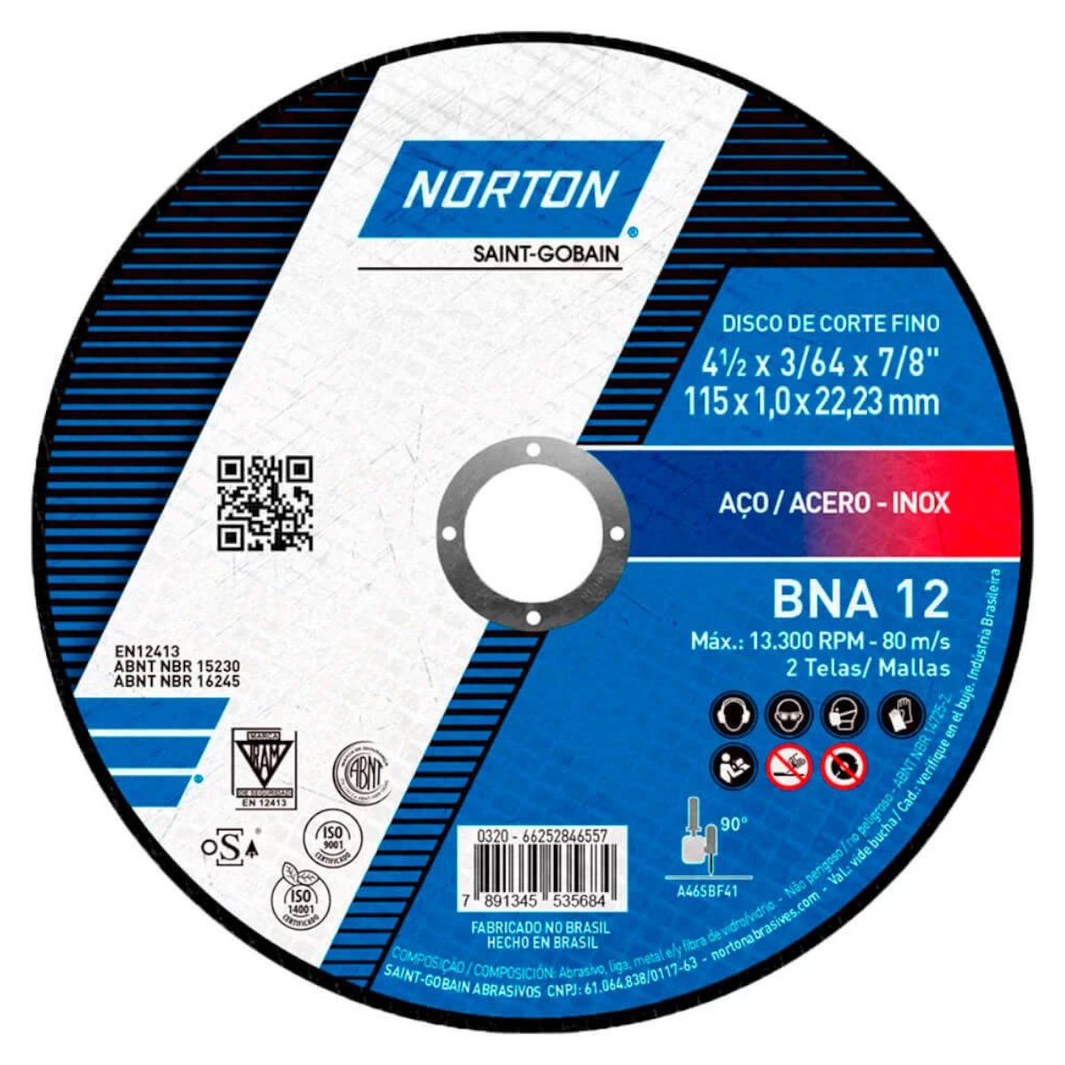Disco De Corte Norton Para Inox Bna12 115 X 1 0 X 22 2mm Ramada br disco-de-corte-norton-para-inox-bna12-115-x-1-0-x-22-2mm-ramada-br