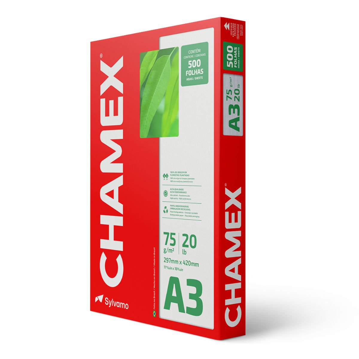 Papel sulfite chamex a3 branco 75g resma com 500 folhas - Ramada.com.br