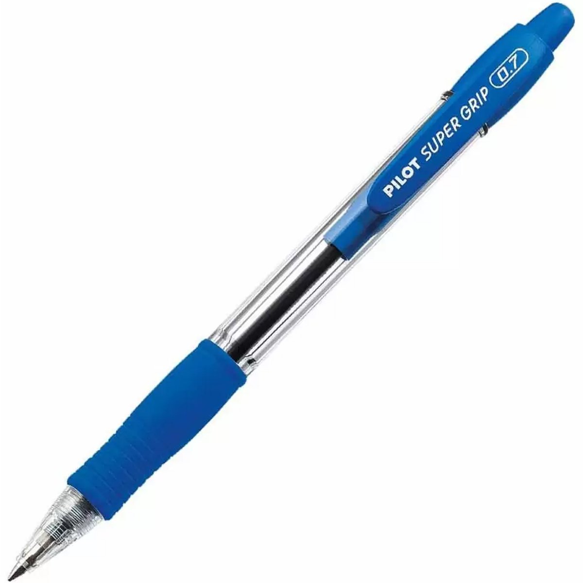 Caneta esferografica pilot super grip 0.7mm fina azul com 12 - Ramada ...